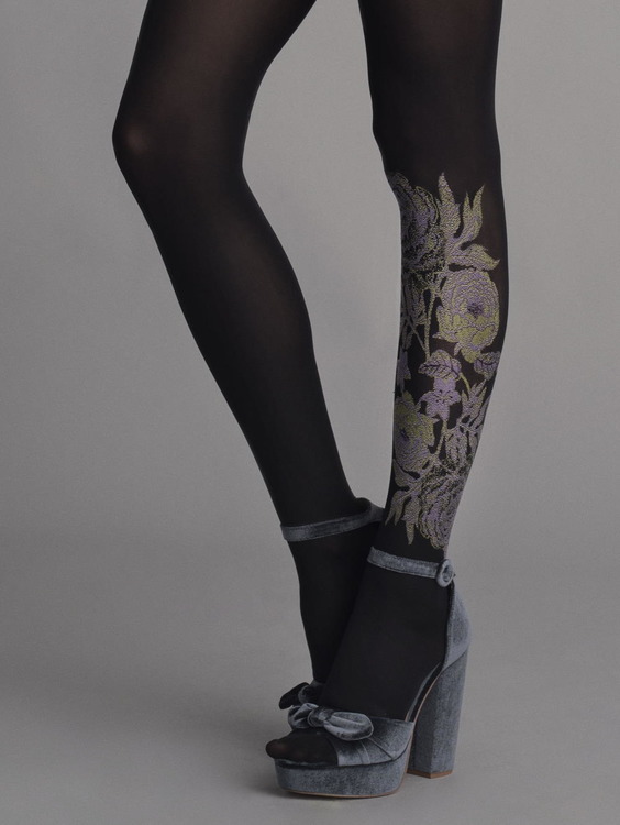 Fiore Blooming Day Microfibre Tights with Floral Pattern (Hoseiree.com)